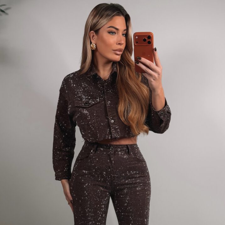 Diamond jeans jacket - Choco - Fabluxe